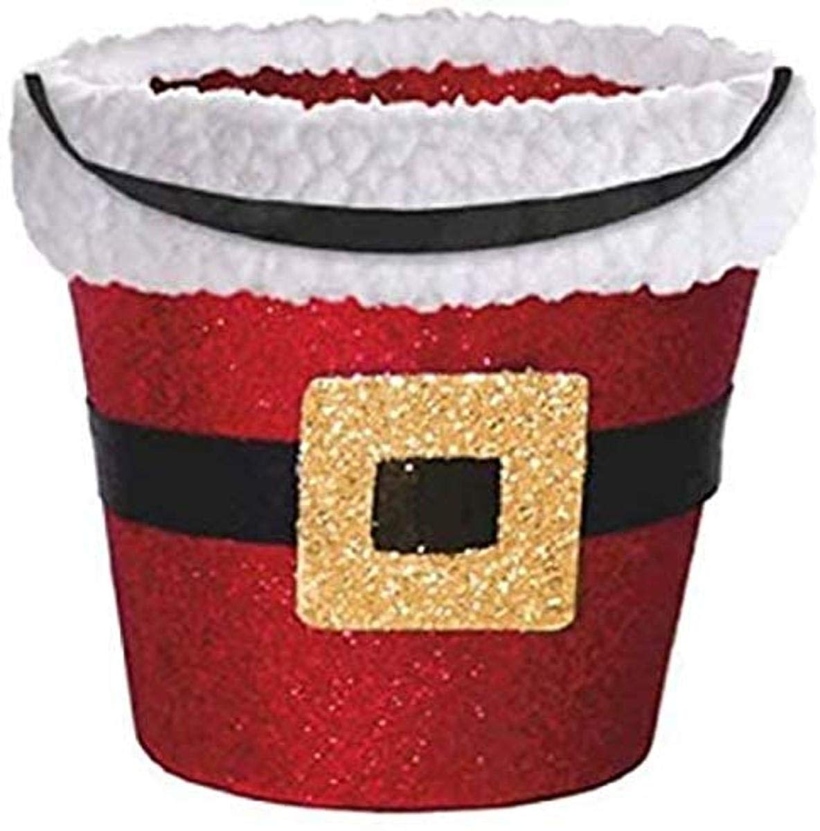 Red Santa Glitter Cardboard Bucket - GameXpress
